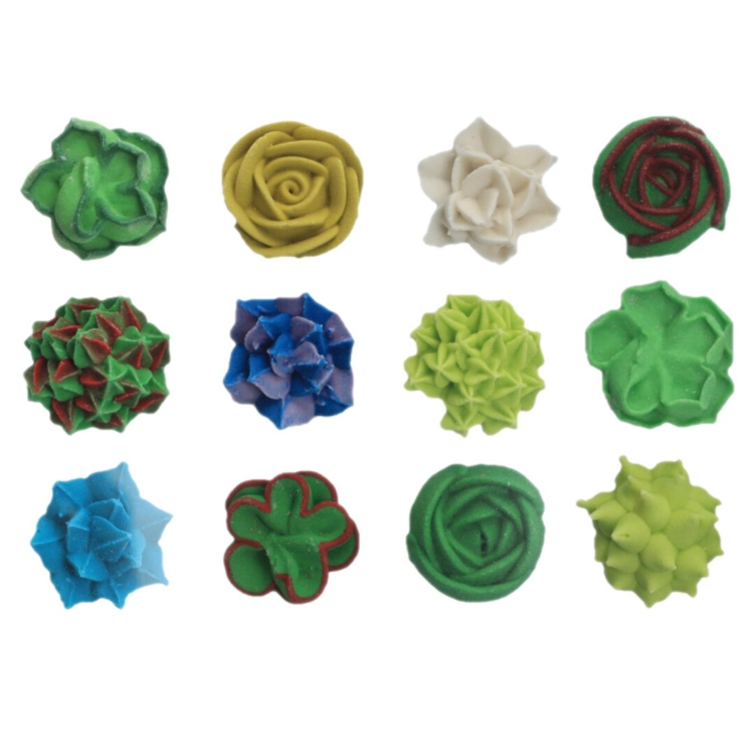 Edible Royal Icing Toppers - Succulent Flower SET A Edible Toppers ...