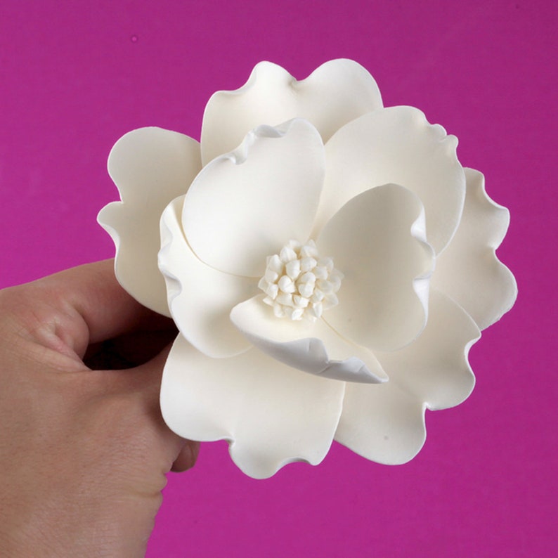 White Magnolia Sugar Flower Cake Topper | 4.5 Inch Gum Paste Flower for ...