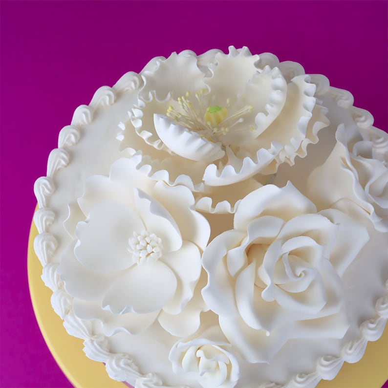 White Magnolia Sugar Flower Cake Topper | 4.5 Inch Gum Paste Flower for ...