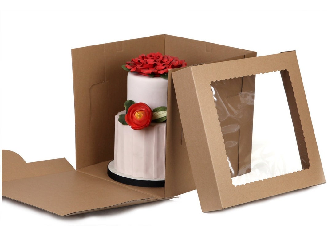 Extra Tall Window Cake Box (3 Pack) | Kraft Brown Professional ...
