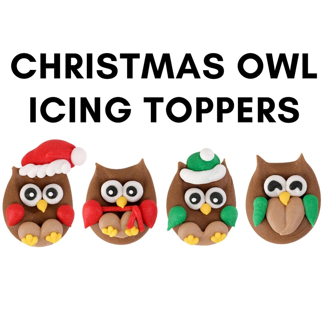 Edible Royal Icing Toppers Christmas Owls Edible Toppers bulk Ready-to ...