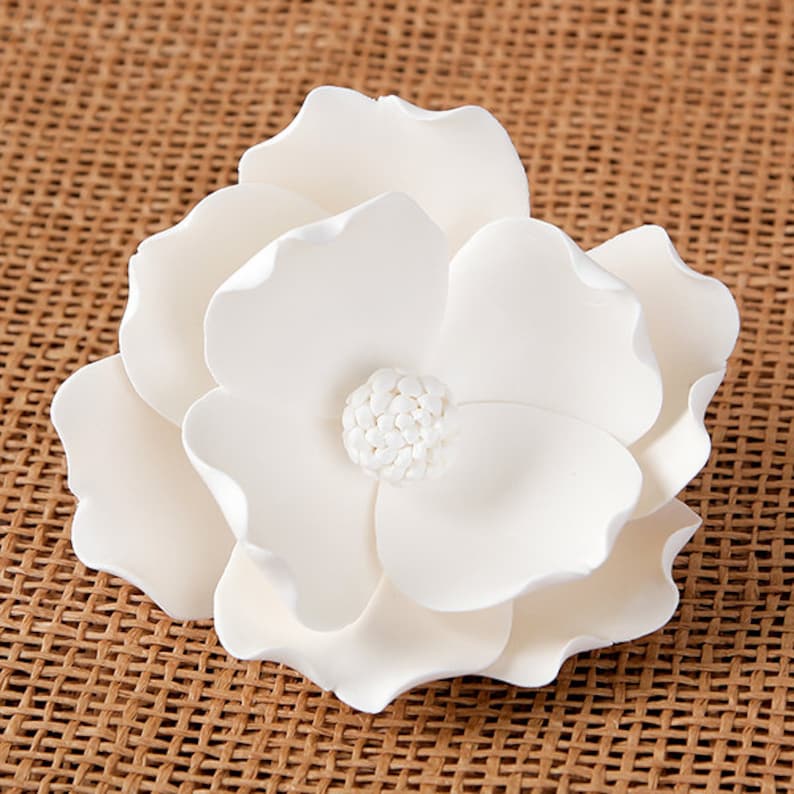 White Magnolia Sugar Flower Cake Topper | 4.5 Inch Gum Paste Flower for ...