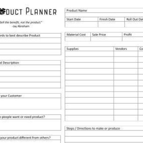 Fillable Product Planner Inventory List Business Planner - Etsy