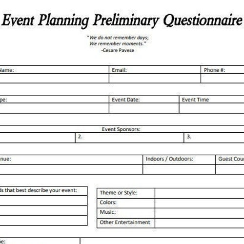 Event Planning Client Questionnaire Template Tutore O - vrogue.co Event Planning Client Questionnaire Template Tutore O - vrogue.co