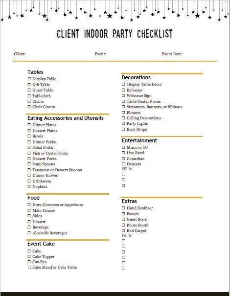Client Party Planning Checklist - Etsy