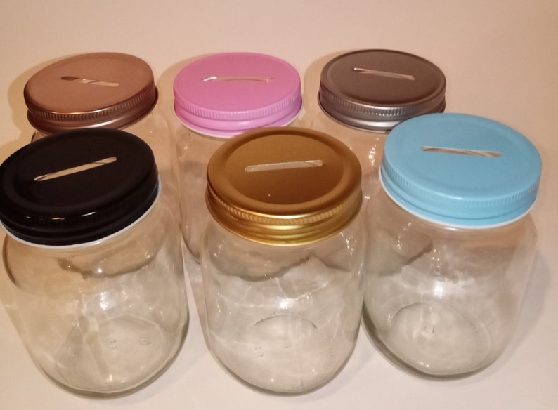 Savings Jar 16 Oz DIY Glass Jar Bank, With Slotted Pink Top Craft ...