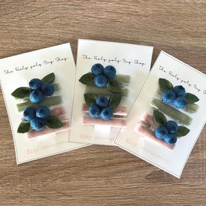 Wool Felt Blueberry - 2 Sets of Blueberry Mini Hair Clips of Your ...