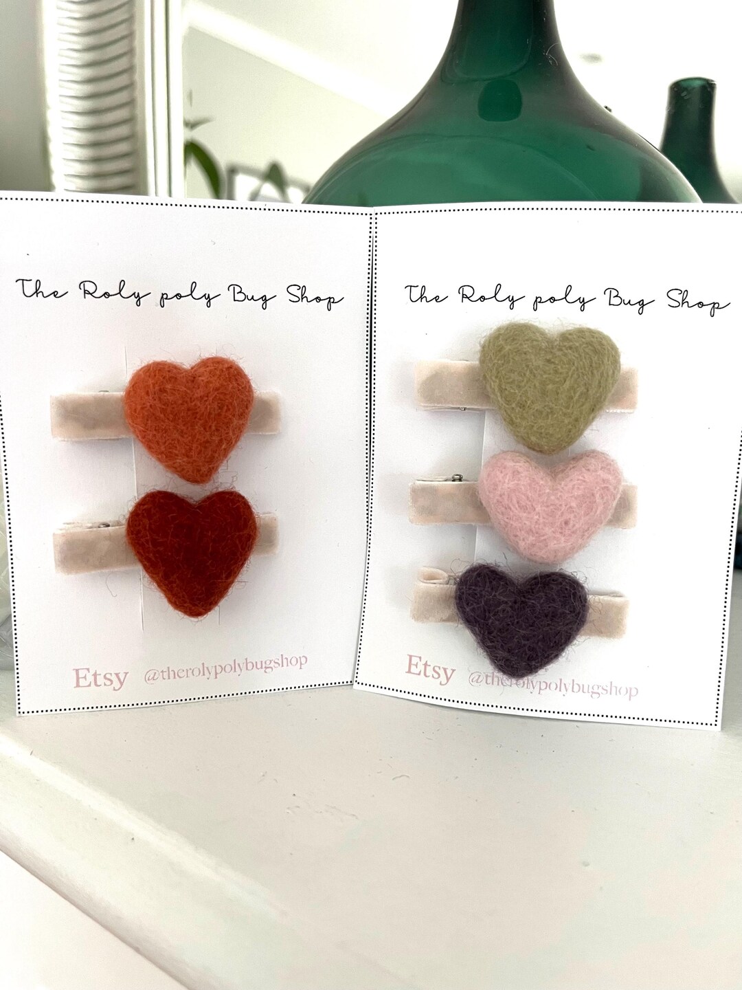 Wool Felt Heart Hair Clips - Velvet Lined Alligator Clip - Etsy