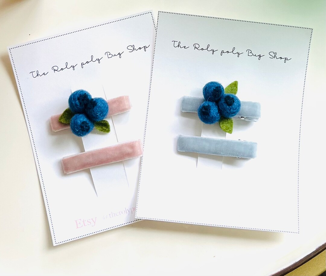 Wool Felt Blueberry 2 Sets of Blueberry Mini Hair Clips of - Etsy