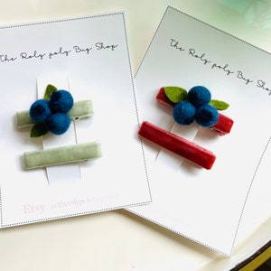 Wool Felt Blueberry - 2 Sets of Blueberry Mini Hair Clips of Your ...
