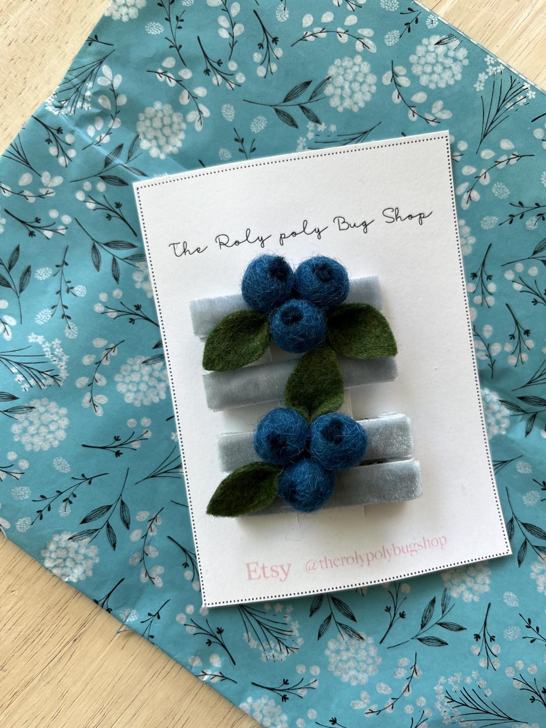 Wool Felt Blueberry 2 Sets of Blueberry Mini Hair Clips of Your Choice ...