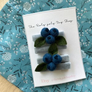 Wool Felt Blueberry 2 Sets of Blueberry Mini Hair Clips of Your Choice ...