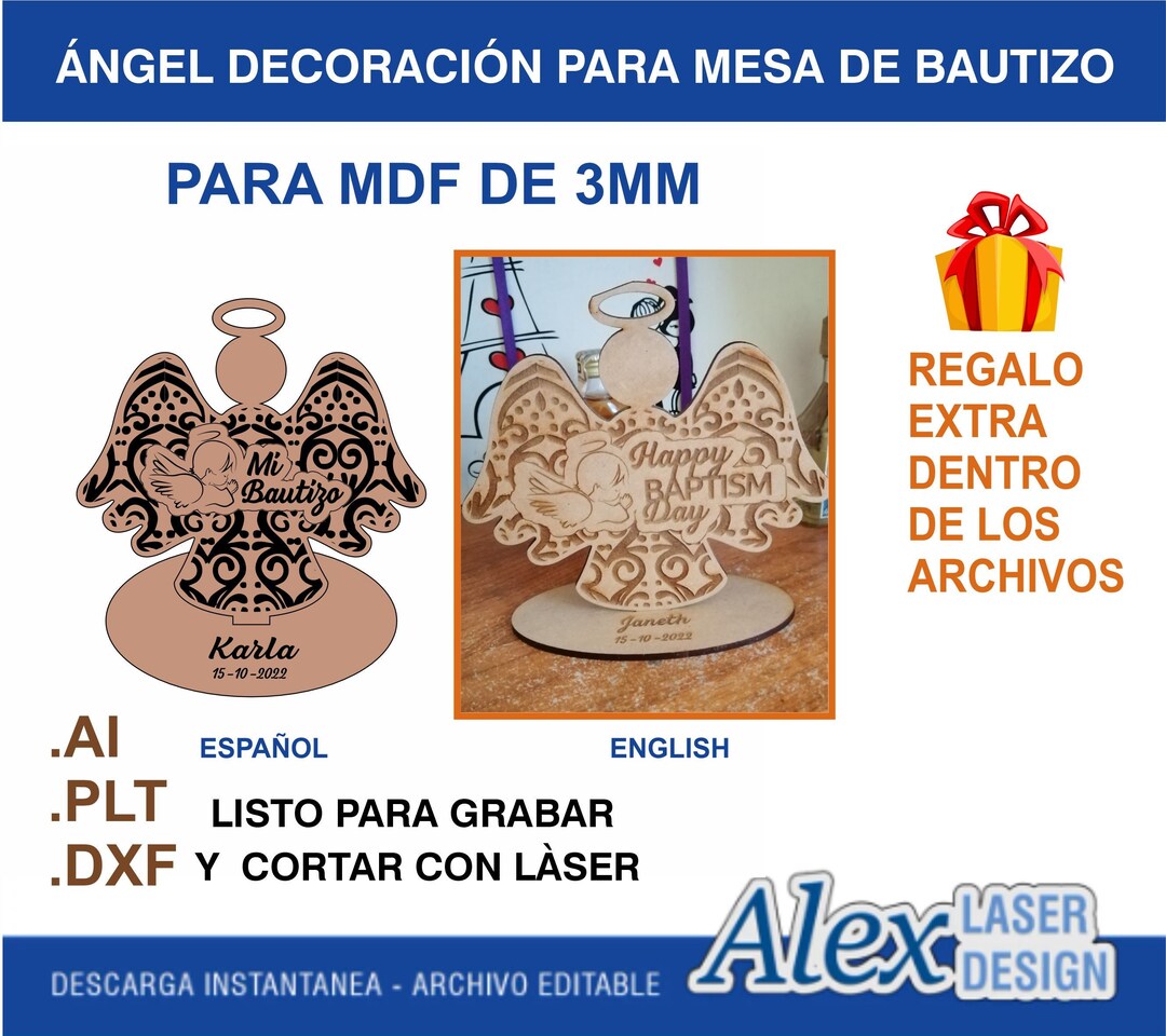 CNC Vector Angel Baptism Ornament for Laser Cutting and Engraving ...