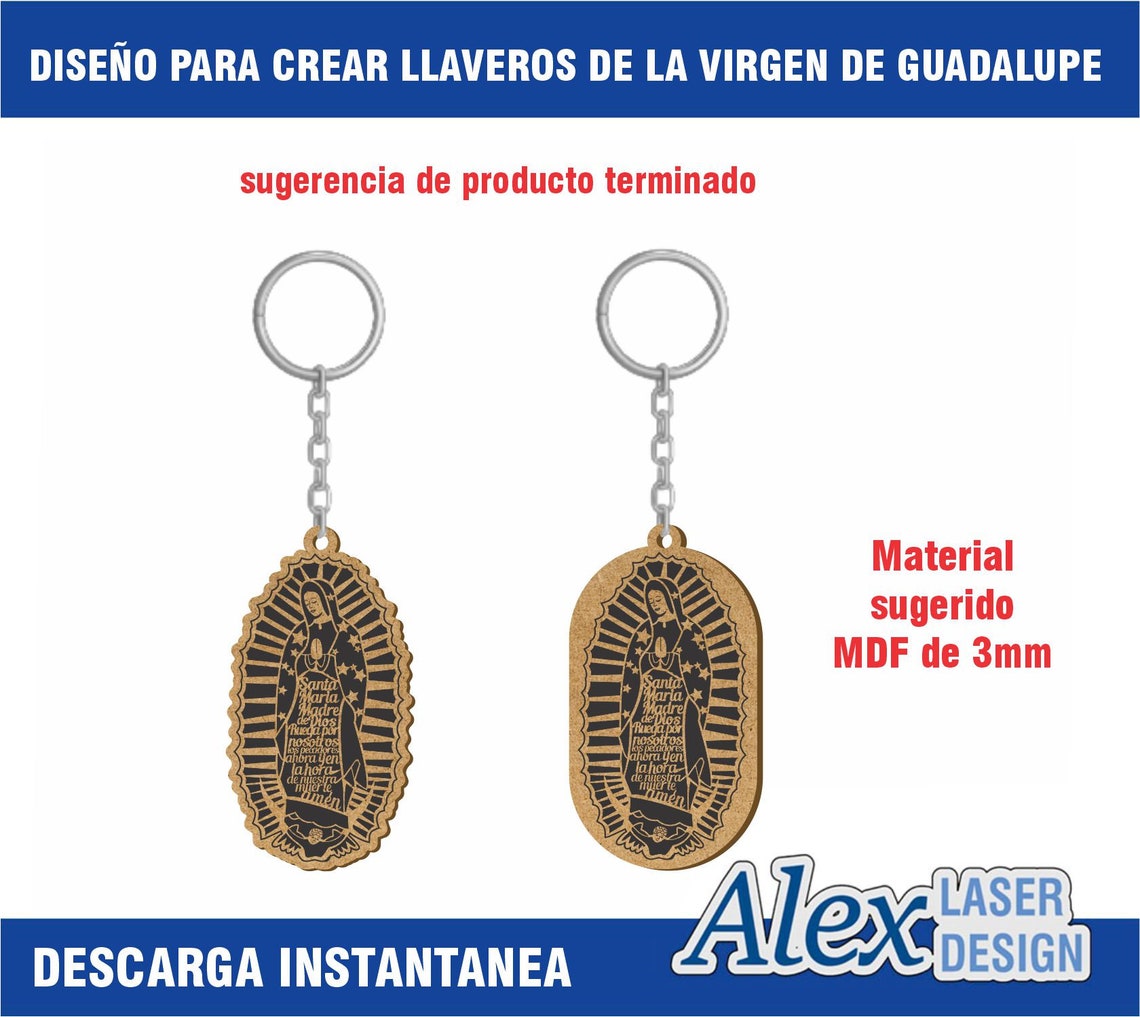 CNC Vector Diseño para crear Llaveros de la Virgen de Guadalupe para ...