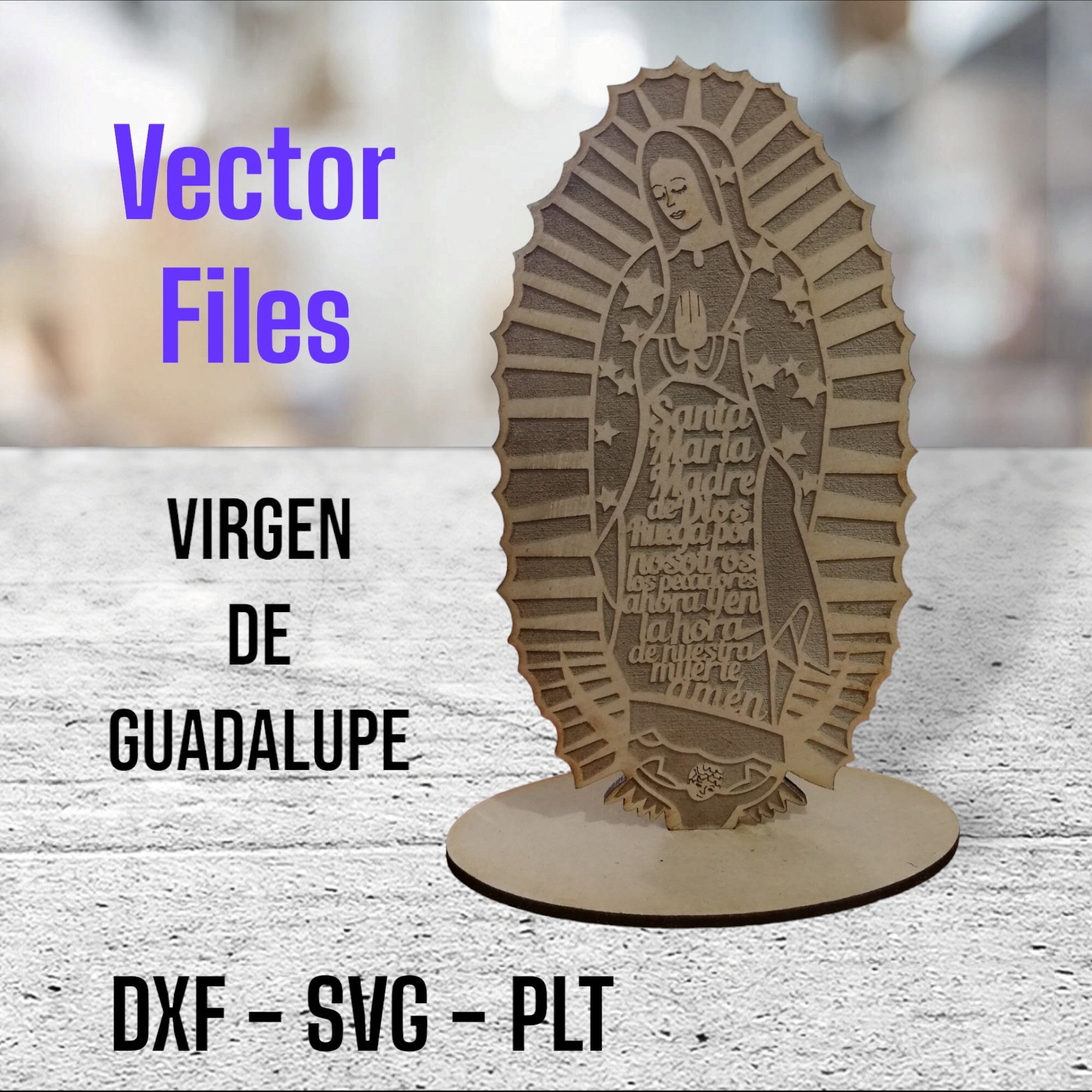 CNC Vector Plantilla de la Virgen de Guadalupe para Corte y Grabado con ...