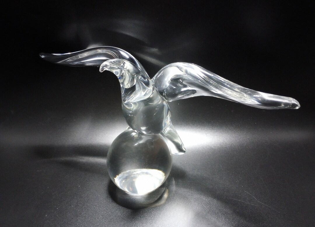 Steuben Crystal Eagle With Ball Sculpture, Designed by James Houston - Etsy