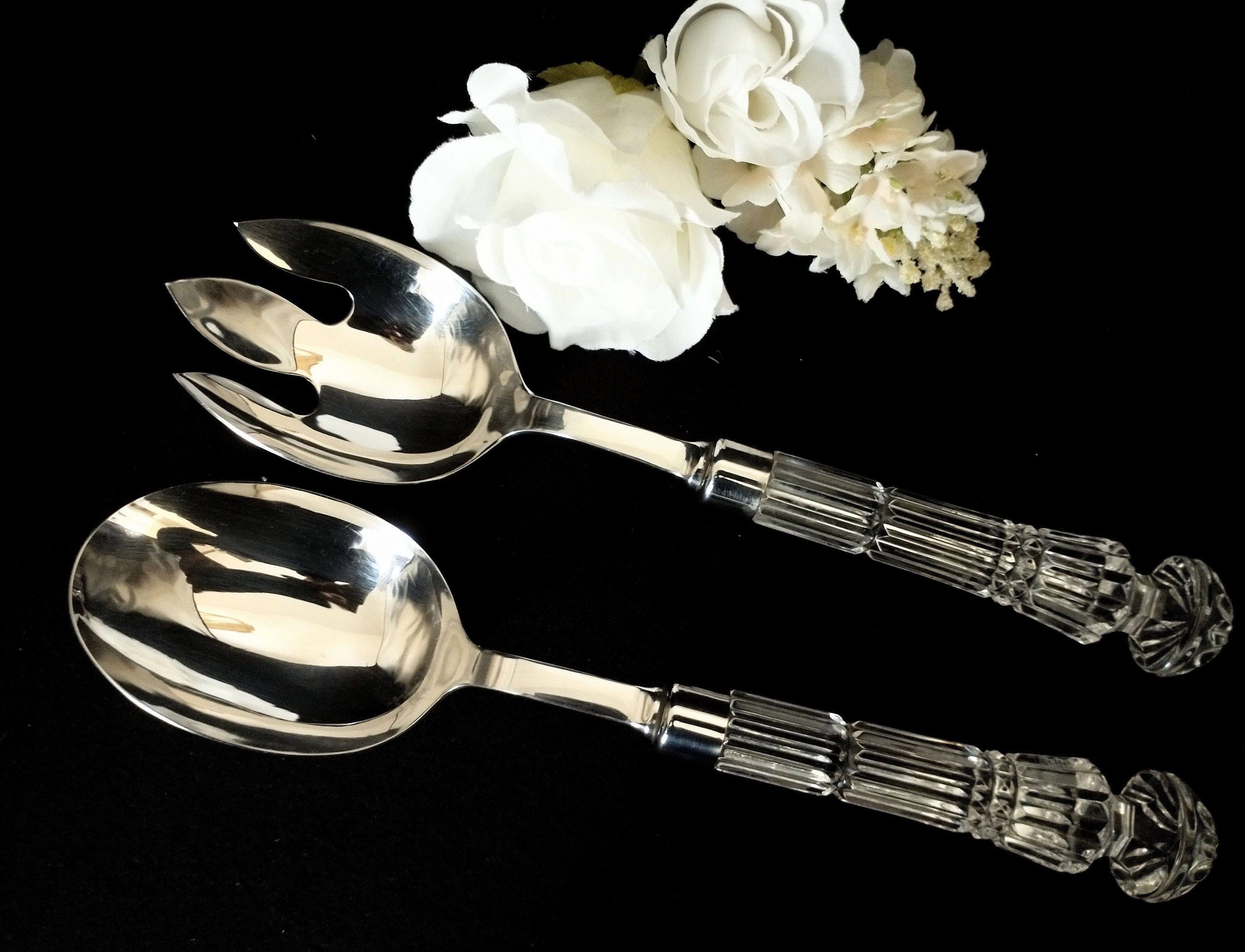 Waterford Crystal 2-piece Salad Serving Set, Crystal and Stainless ...