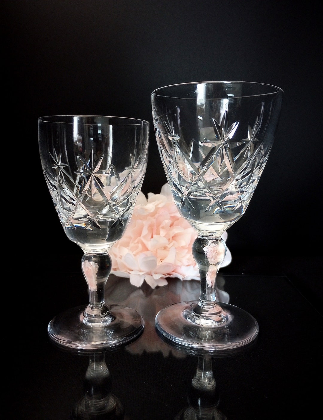 Thomas Webb England Cut Crystal Stemware, 5 Wine and 2 Sherry Glasses ...