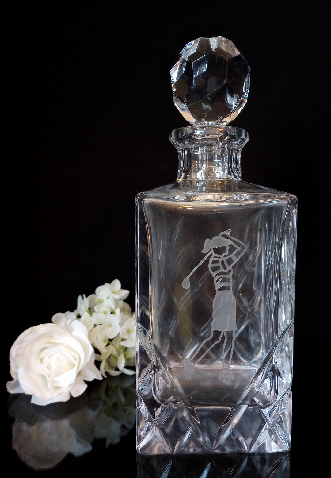Miller Rogaska Crystal Jardin/golfer Spirits Decanter - Etsy