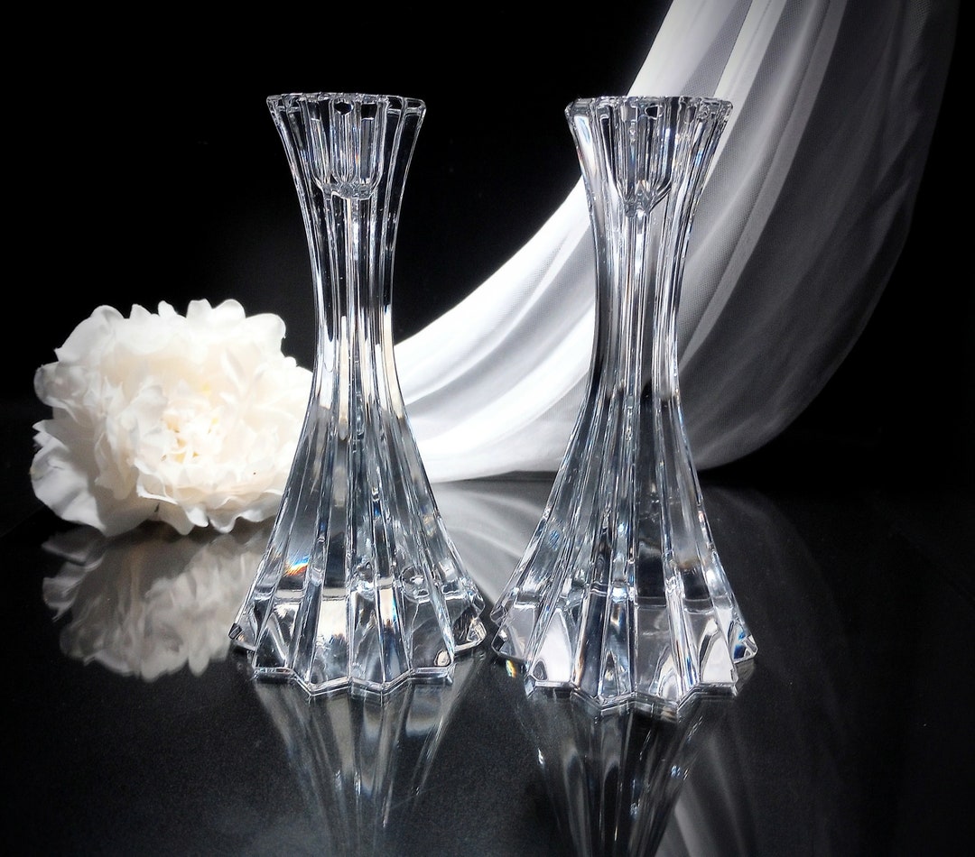 Miller Rogaska Crystal Candlesticks, Pair - Etsy