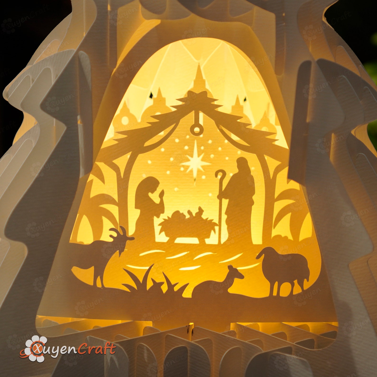 Nativity Scene in Tree Pop up SVG Template Paper Cutting - Etsy