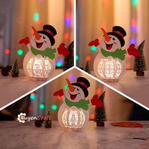 Set 3 Snowman Lantern PDF, SVG, Studio Templates for You DIY Christmas ...