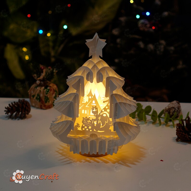 Gnome Christmas in Tree Pop up SVG Template Paper Cutting - Etsy