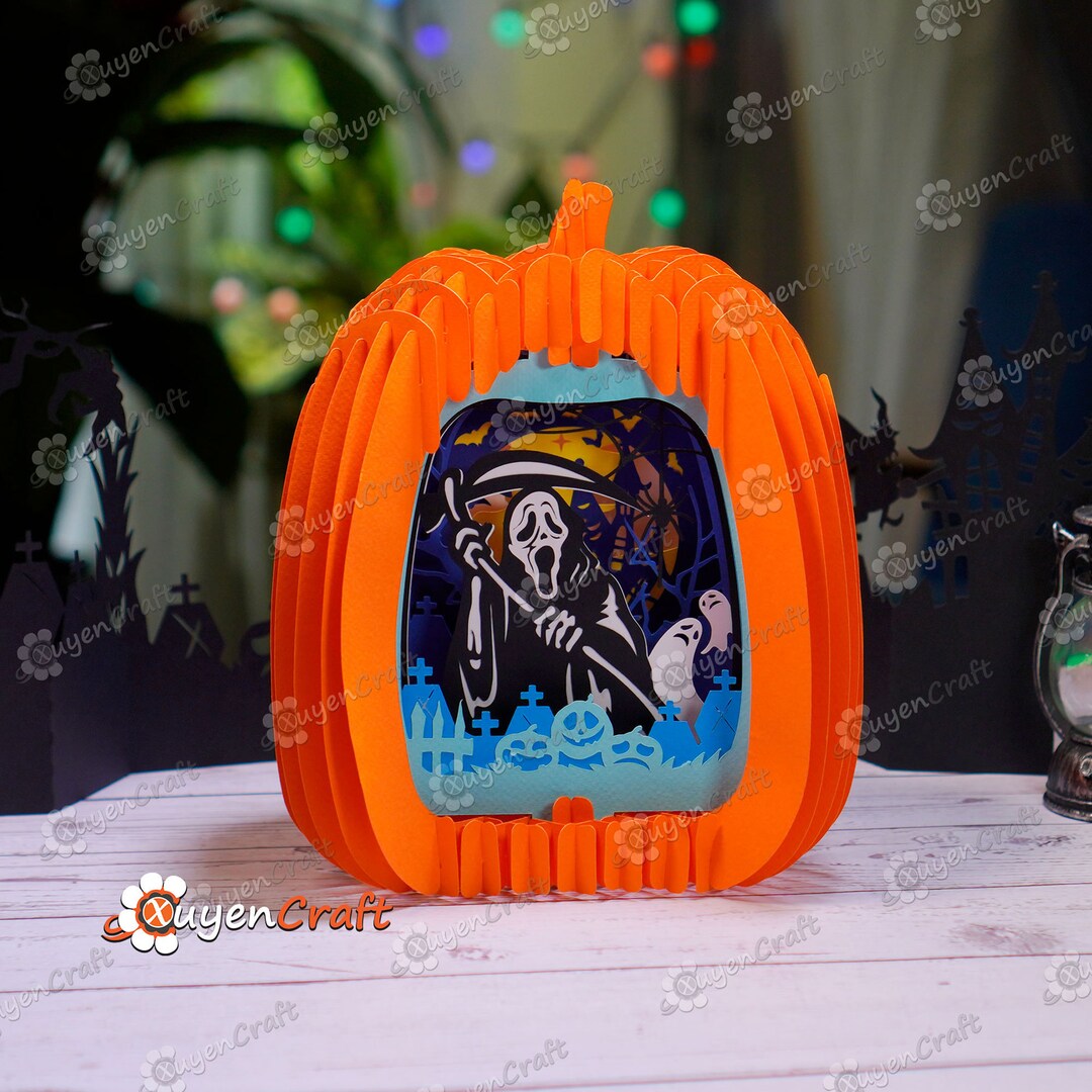 Death in Pumpkin Pop up SVG Template for for Cricut Projects, Cameo ...
