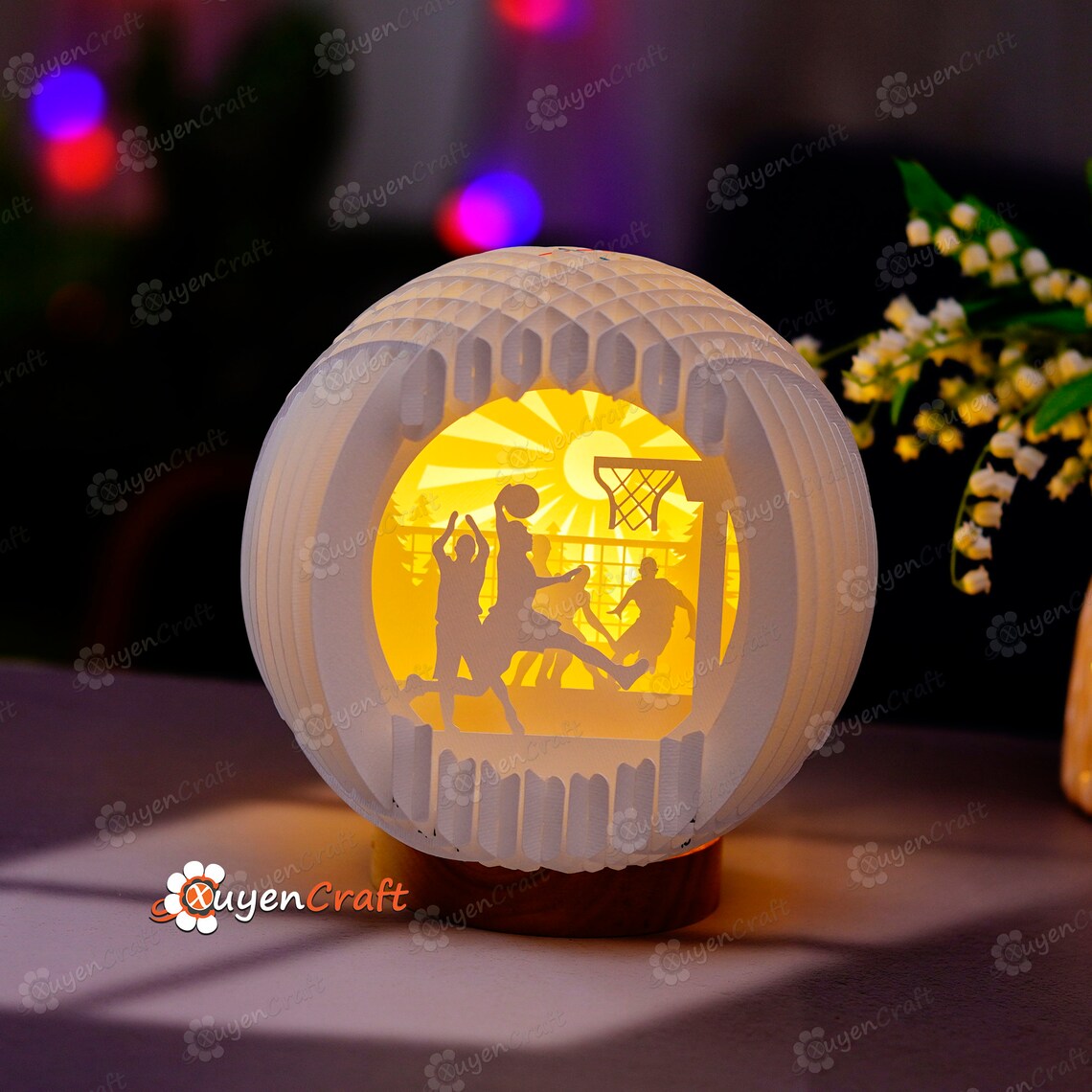 Basketball Sphere Pop-up Paper Lantern Template (PDF, SVG) - Etsy