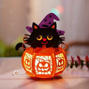 Set 3 Cat Pumpkin Lantern PDF, SVG, Studio Templates - Pumpkin Lantern ...
