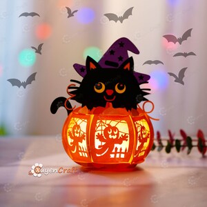 Set 3 Cat Pumpkin Lantern PDF, SVG, Studio Templates - Pumpkin Lantern ...