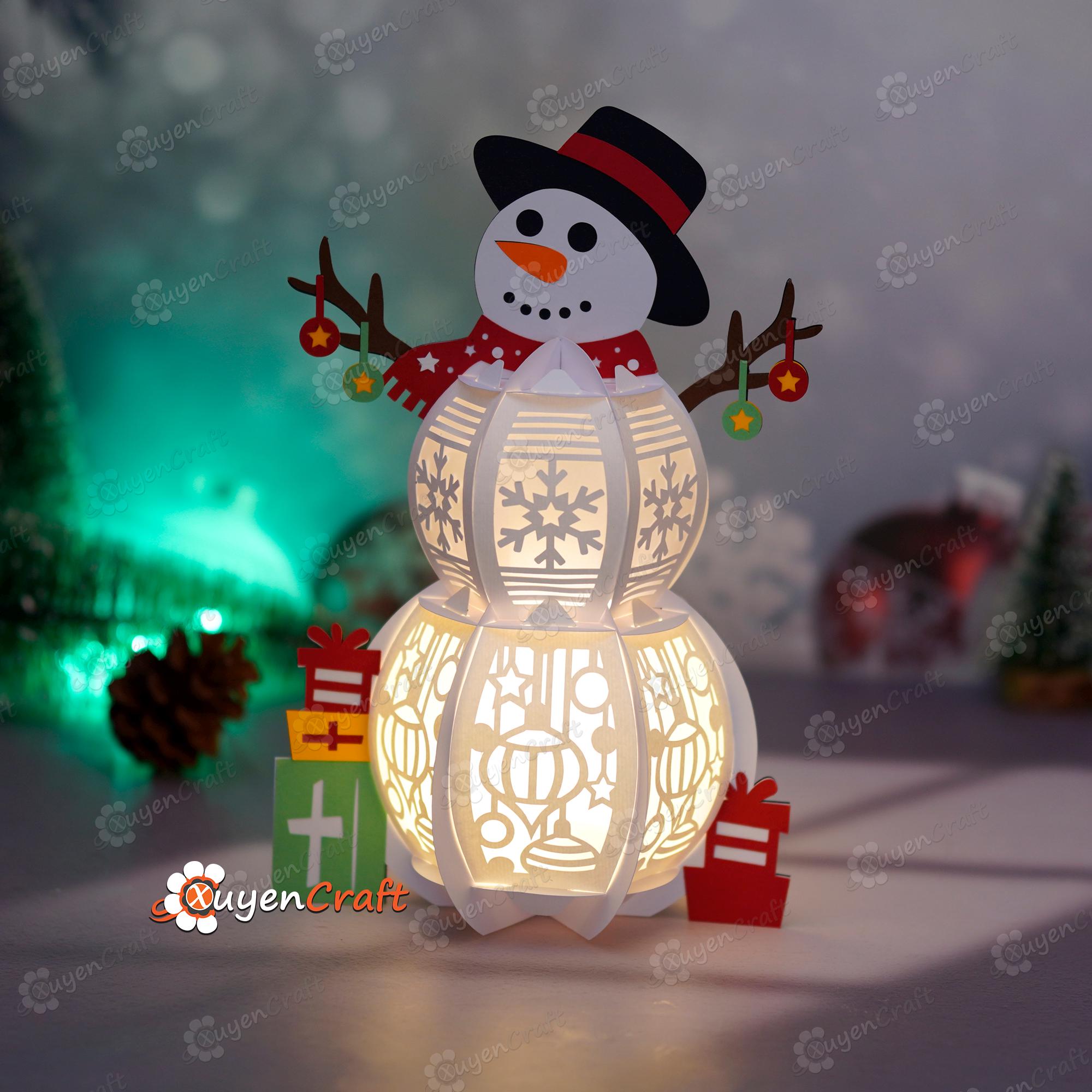 Snowman Lantern SVG, Studio, PDF Templates V2 - DIY Christmas Snowman ...