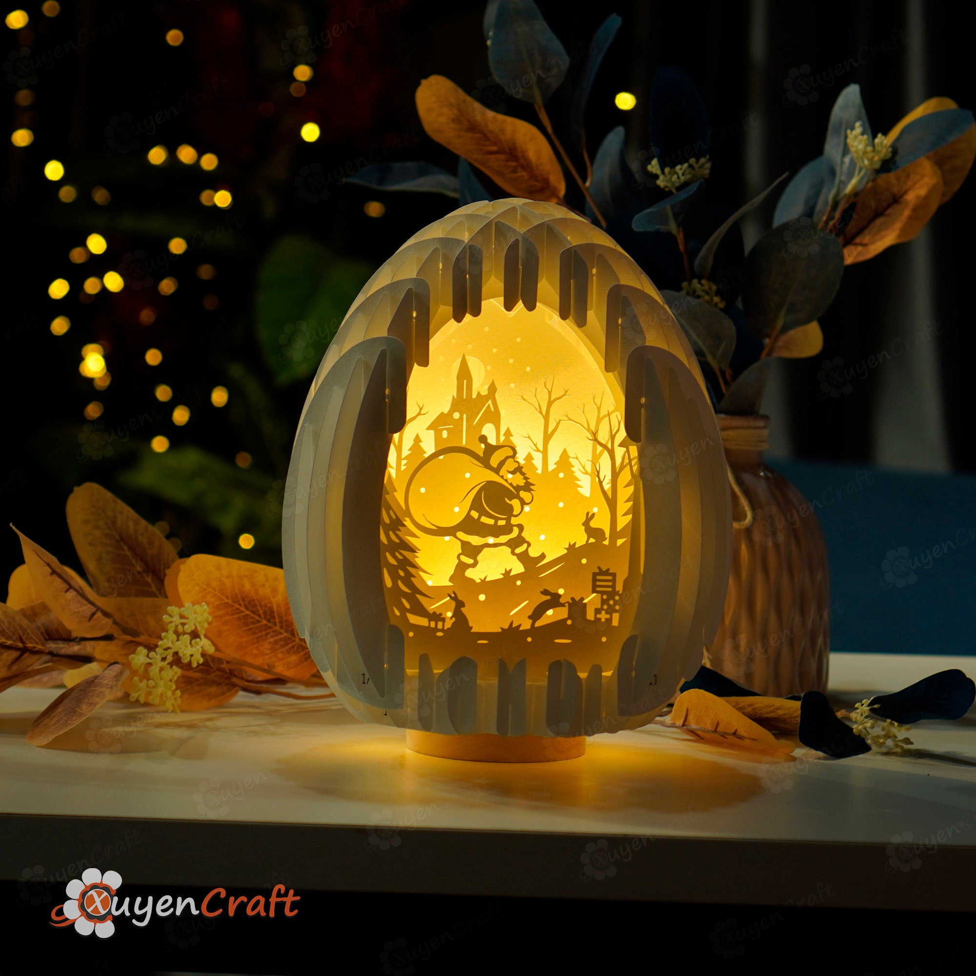 Santa Claus Christmas Eggs Pop up Light Box SVG Template Paper - Etsy