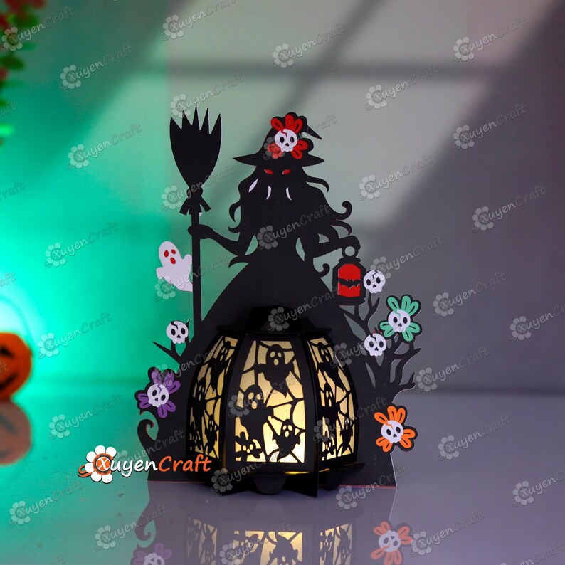 Witch Lantern Templates (pack 3) – Halloween Papercut Decoration SVG ...