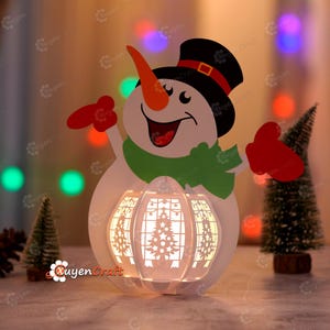 Set 3 Snowman Lantern PDF, SVG, Studio Templates for You DIY Christmas ...