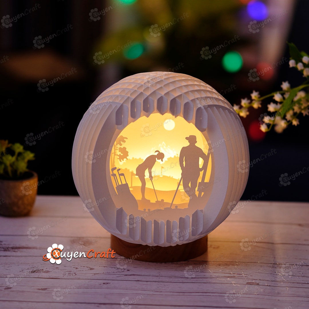 Female Golfer Sphere Popup PDF, SVG Template for Cricut Projects - Golf ...