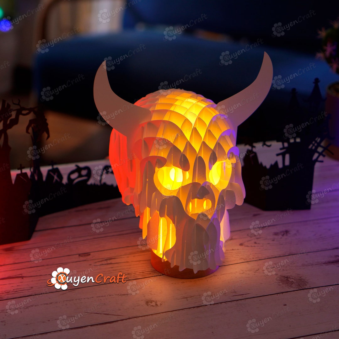 Skull Pop up PDF, SVG Template, Halloween Skull Sliceform Pop up SVG ...