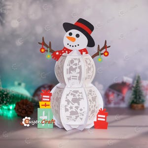 Set 3 Snowman Lantern SVG, Studio, PDF Templates V2 - DIY Christmas ...