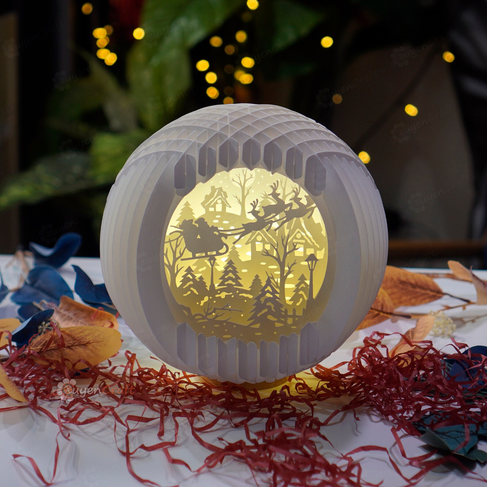 Santa Claus Reindeer Ride Sphere Popup SVG Templates Creating Santa ...