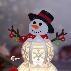 Set 3 Snowman Lantern SVG, Studio, PDF Templates V2 - DIY Christmas ...