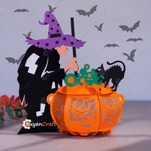 Set 3 Witch Pumpkin Lantern PDF, SVG, Studio Templates - Pumpkin ...