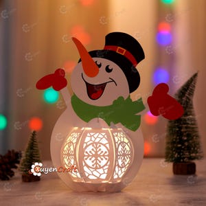 Set 3 Snowman Lantern PDF, SVG, Studio Templates for You DIY Christmas ...