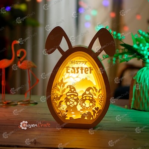 Pack 3 Easter Egg Shadow Box SVG for Cricut Projects, Easter Bunny Lightbox, Easter Eggs Paper ...