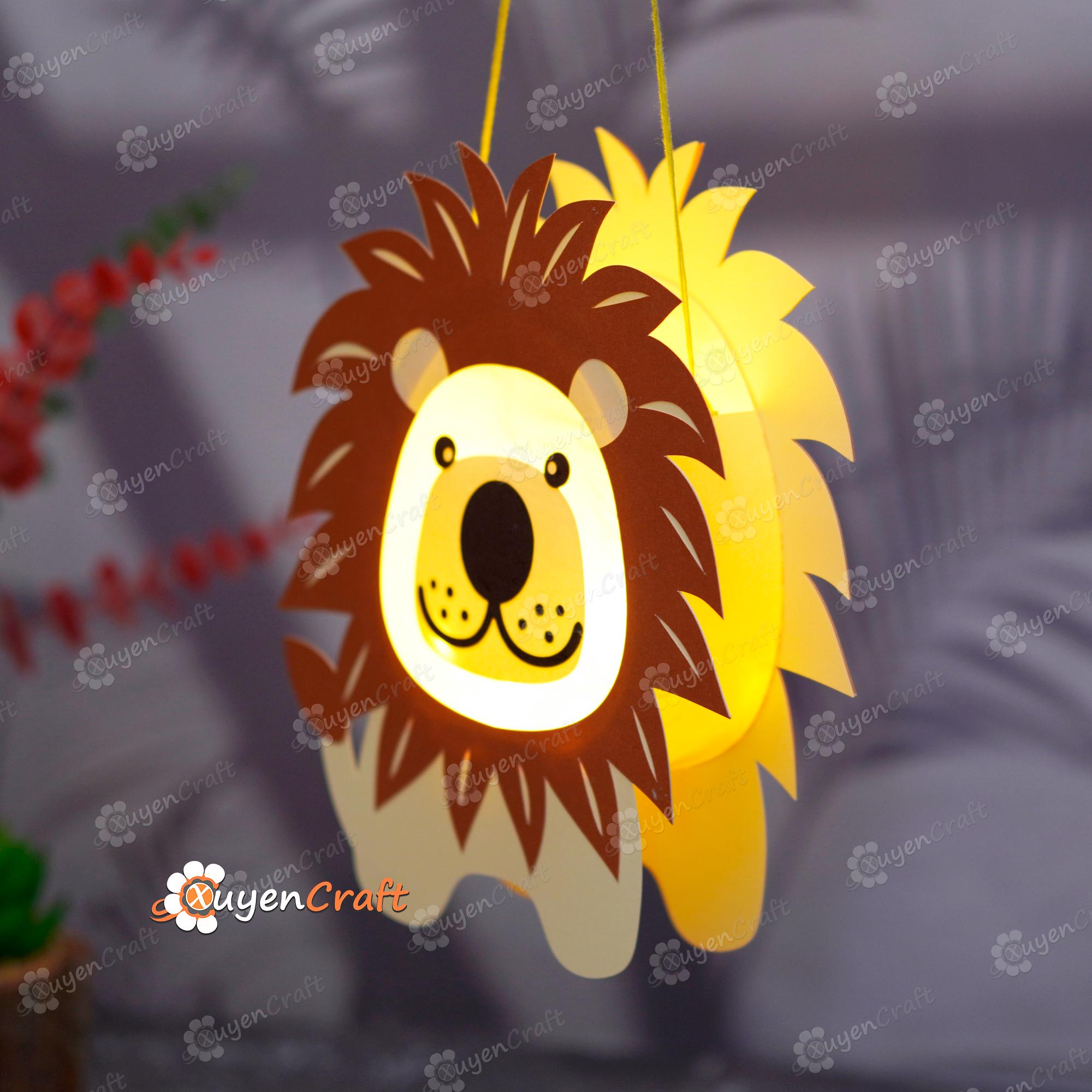 DIY Lion Lantern Craft Template, Paper Lantern SVG, PDF - Etsy