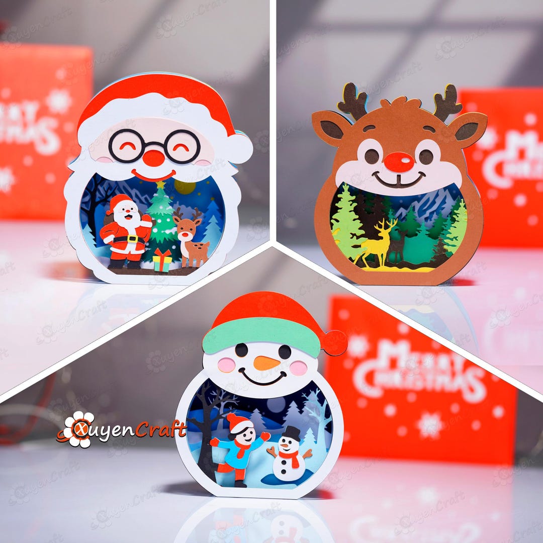 Pack 3 Christmas 3D Pop-up Card Templates – Santa Claus, Snowman ...