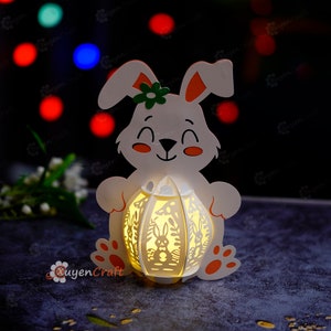 Rabbit Egg Bunny Lantern PDF, SVG, Studio Template - Bunny Easter Egg ...