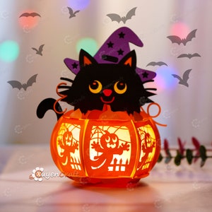 Set 3 Cat Pumpkin Lantern PDF, SVG, Studio Templates - Pumpkin Lantern ...
