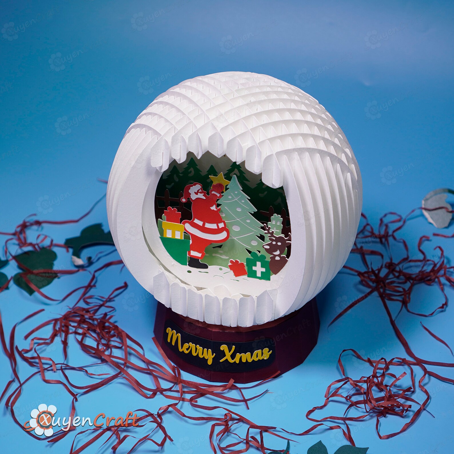 Color Version Santa Claus in Sphere Pop up SVG Silhouette - Etsy