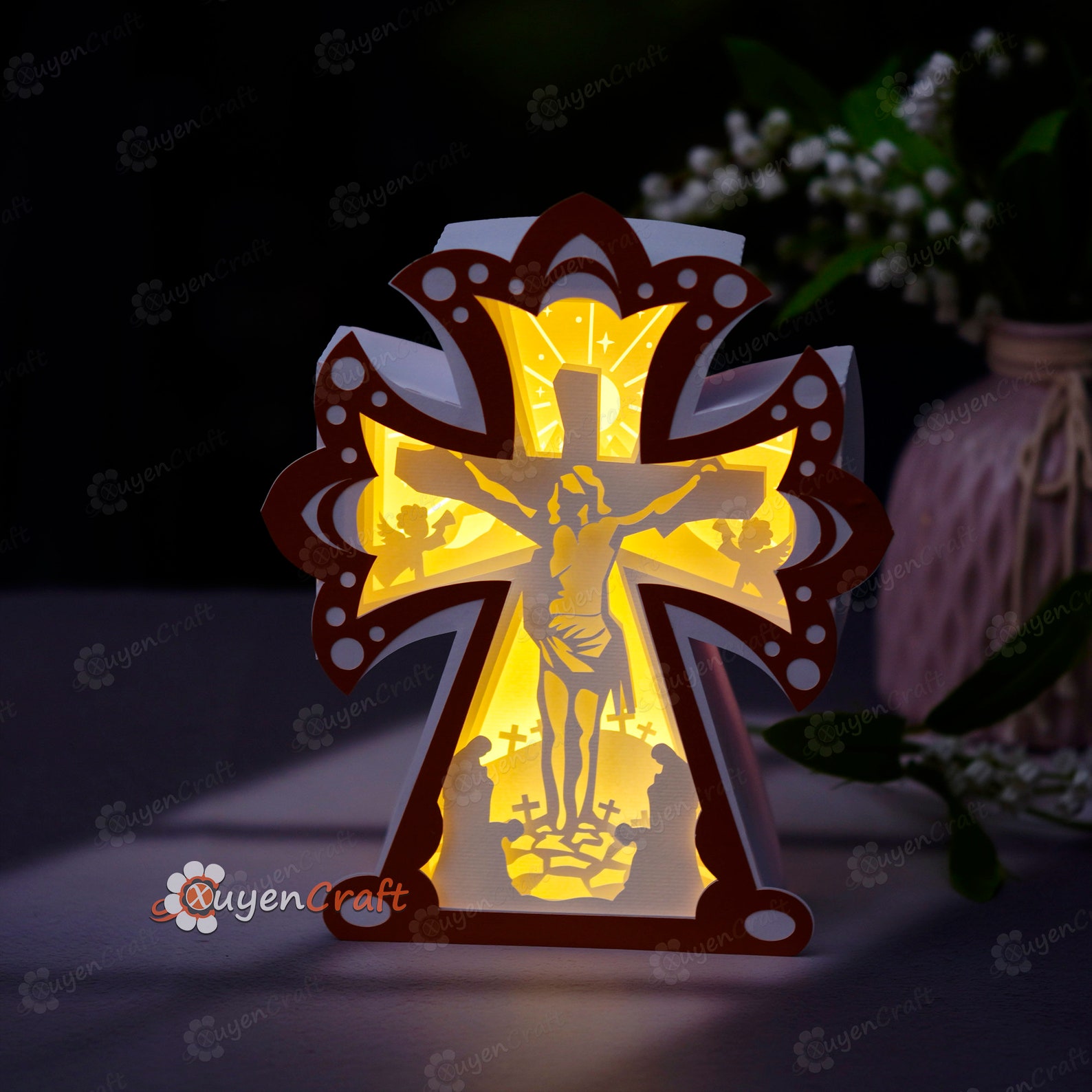 Cross Lantern Shadow Box SVG, Nativity Scene, Crucifixion, Resurrection ...