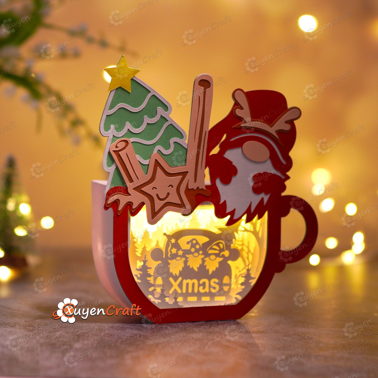 Hot Chocolate Christmas Shadow Box SVG – DIY Paper Lantern Template ...